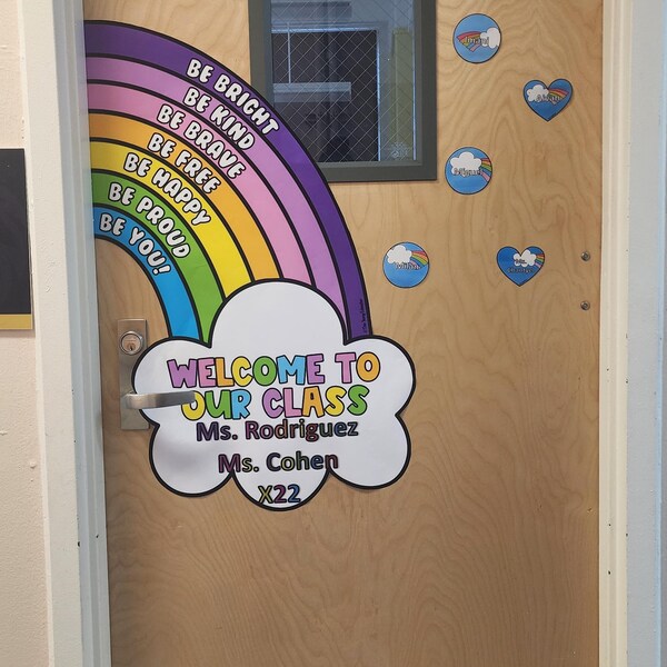 Rainbow Classroom Door Display - Word of Affirmation! - Etsy
