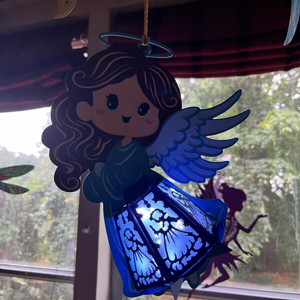 Lantern Angel 4 Files, Paper Cut Light Box Template Files, 3D Papercut ...