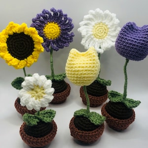 5in1 PDF File Mini Crochet Flower Pot, Crochet Flowers Pot Pattern ...