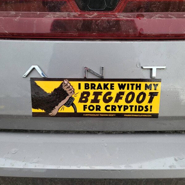 Bigfoot Bumper Sticker - Retro I Brake for Cryptids Cryptozoology ...