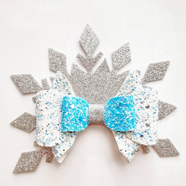 Christmas Bow Template, Ice Queen Winter Bow SVG, Hair Bow PDF, Frozen ...