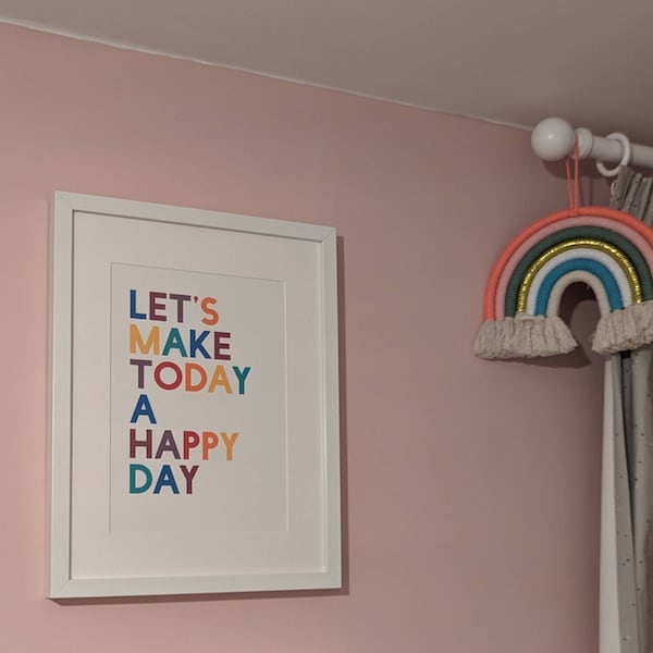 Let's Make Today A Happy Day Print | Childrens Room Decor | Rainbow ...