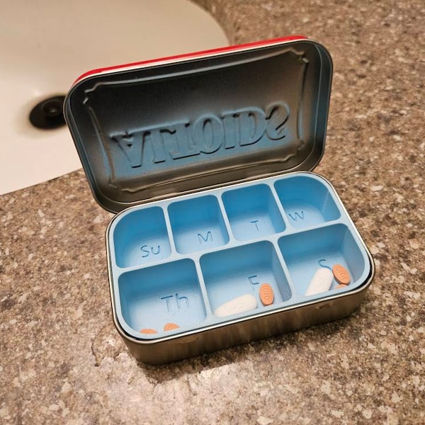 Altoid Tin Insert for Pills - Seven Days a Week Pill Holder, Divider ...