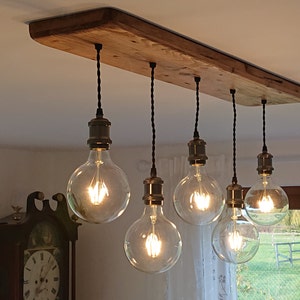 Rustic 3/5 Pendant Wooden Plank Light | Etsy UK