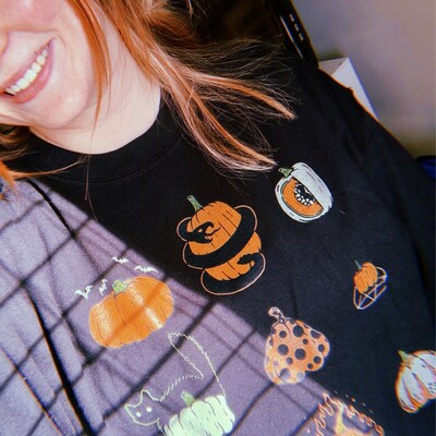 9 Pumpkins Halloween Spooky Fall Vintage Sweatshirt - Etsy