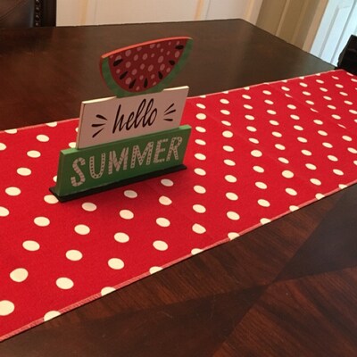 Red Table Runner Stripe Quatrefoil Polka Dot Plaid Rustic Home Decor ...