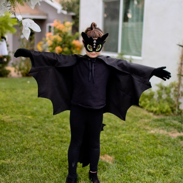 Black Dragon Costume With Wings, Kids Party Dragon Costume, Black Scaly ...