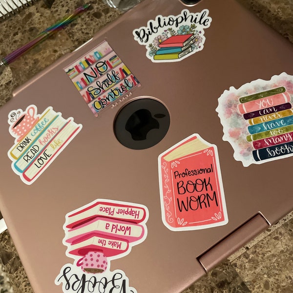 Bibliophile Book Stack Vinyl Sticker, Bookish Vinyl Decal, Hand ...