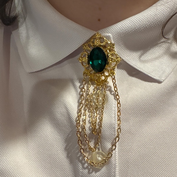 Silver / Gold Shirt Shirt Button Cover Brooch, Collar Chain Brooch ...