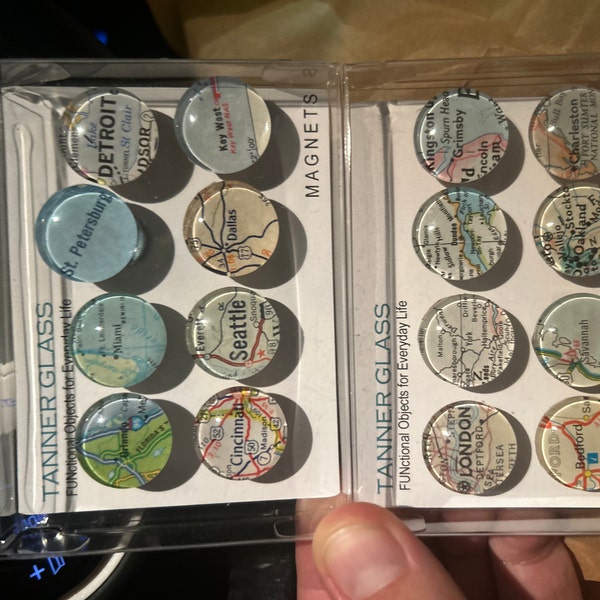 Custom Vintage Map Magnets, Set of 8 Custom Magnet Set, Map Gifts ...