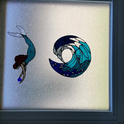Ocean Wave Stained Glass Window Cling - Etsy