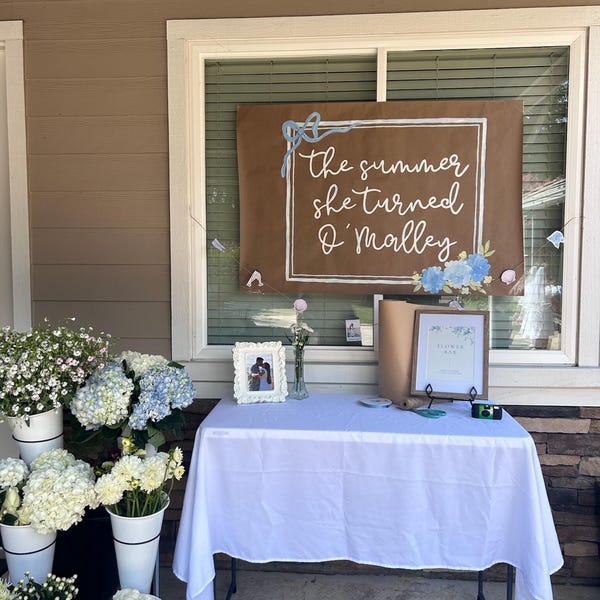 Hand Painted Custom Engagement Banner on Kraft Paper - Party Sign ...