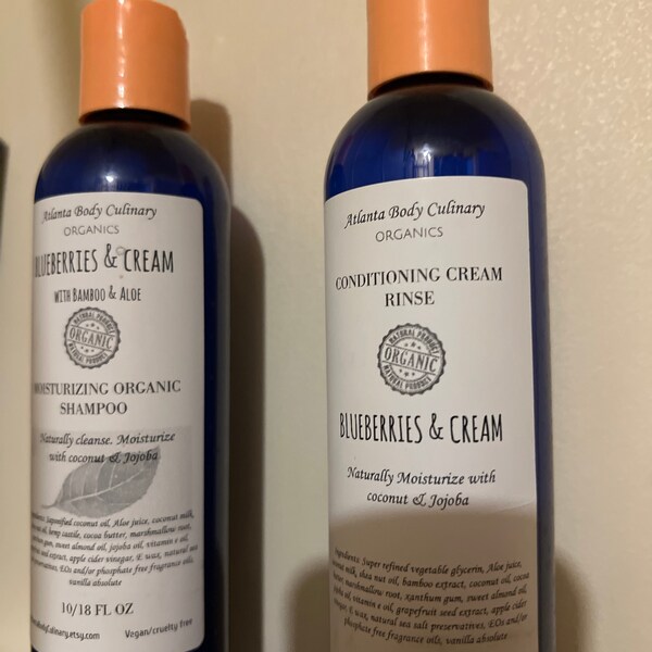 Blueberries & Cream Set Organic Shampoo Organic Hair Conditioner Vegan ...