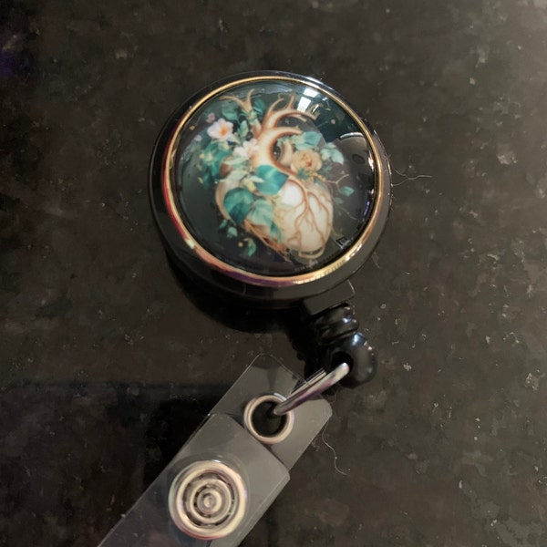 Vintage Map and Compass Retractable Badge Holder Compass Badge Reel ...