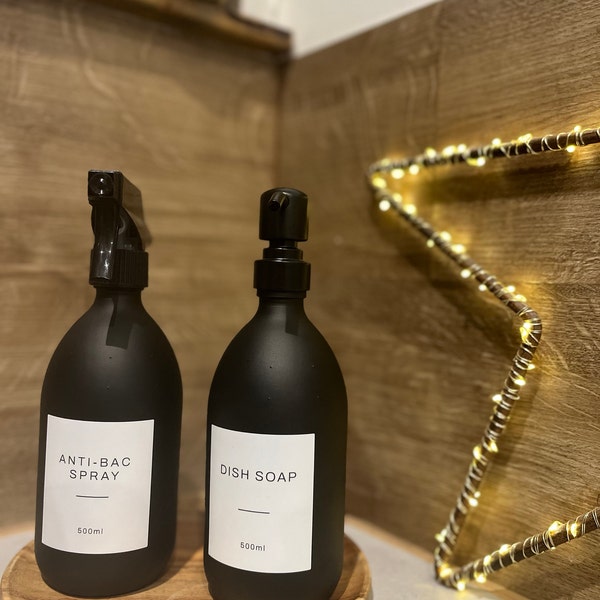 Matte Black Glass Spray Bottle - Refillable Coloured Trigger Spray ...