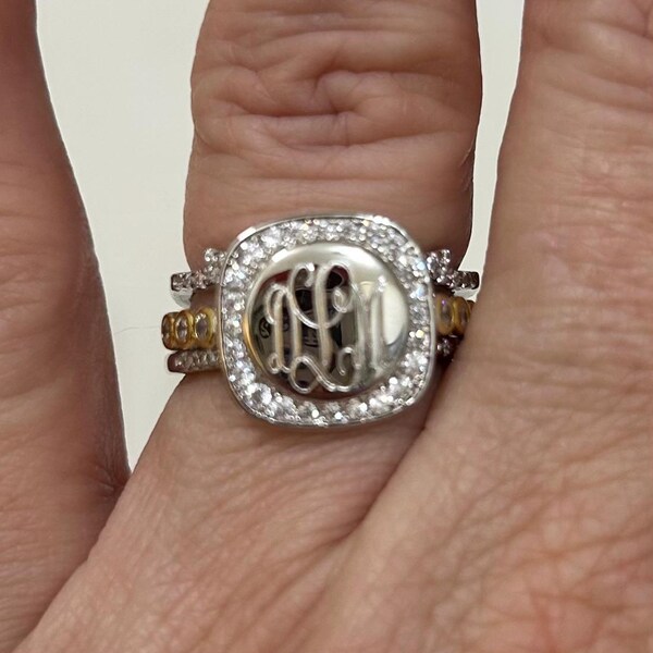 Personalized Sterling Silver Monogram Stackable Ring Custom Initials ...