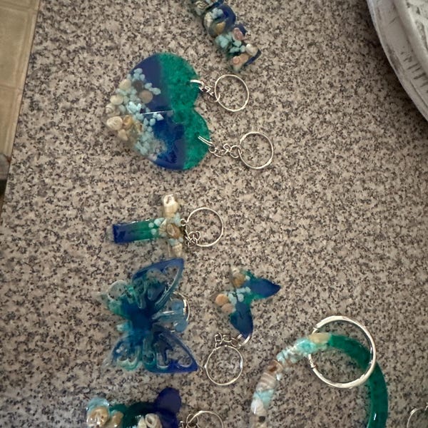 Orange Floral With Butterflies Personalized Resin Initial Keychain ...