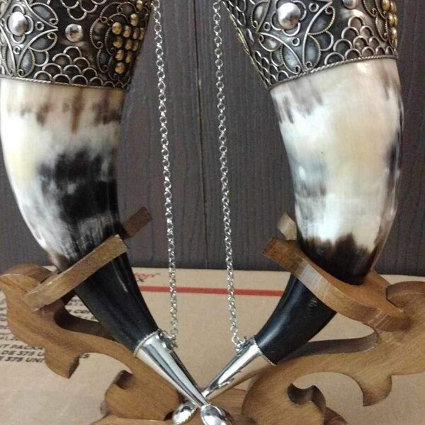 Drinking Horns With Stand for Wedding,viking Drinking Horn,groomsmen ...