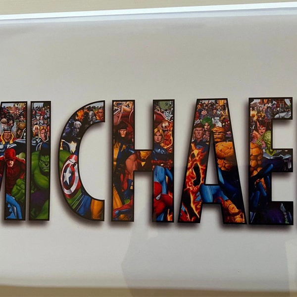 Personalised MARVEL NAME Word Art Custom Print Gift Keepsake Present ...