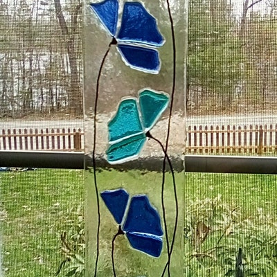 Turquoise Blue Ocean Waves Stained Glass Freestanding Fused - Etsy