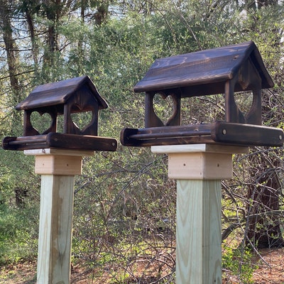 Large Post Mount Bird Feeder Cedar Wood TBNUP 1 - Etsy