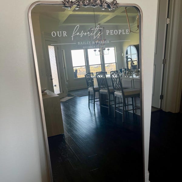 Wedding Mirror Seating Chart Decal: Personalized Reception Welcome Sign ...