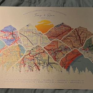 Personalized Long Distance Family Maps on Wood: 3-5 Locations, Custom ...