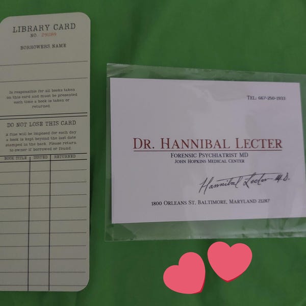 Hannibal Lecter Horror Bookmark - Business Card & Costume Prop - Etsy UK