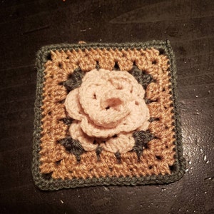 CROCHET PATTERN Rose and Square, Crochet Rose Pattern. US Terms english ...
