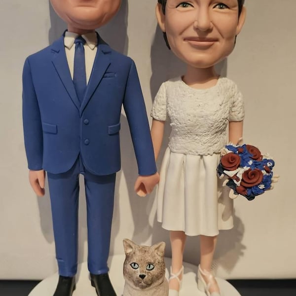 Handmade Custom Marry to Me Kiss Wedding Bobble Head Handmade Polymer ...