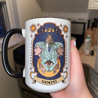 Gemini Zodiac Mug, Zodiac Coffee Mug, Gemini Mug, Witchy Gemini Mug ...