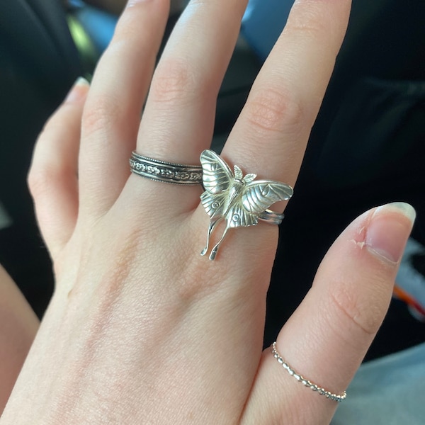 Luna Moth Ring, Moth Ring, Sterling Silver Ring, Silver Moth Ring, Luna ...