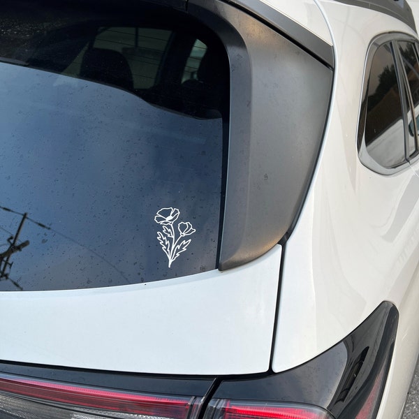 Poppy August Flower Decal, Birth Month Vinyl Decals, Floral Bumper ...