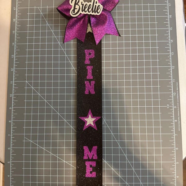 Pin Me Cheer Competition Tag Ribbons, Customizable Glitter Colors + Add ...