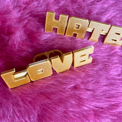 LOVE/HATE do the Right Thing Inspired Knuckle Multi Finger Ring Bling ...
