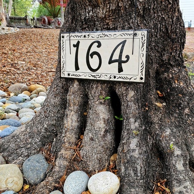 Visible 5 Inch High House Numbers Custom Hand Painted Address Tiles ...