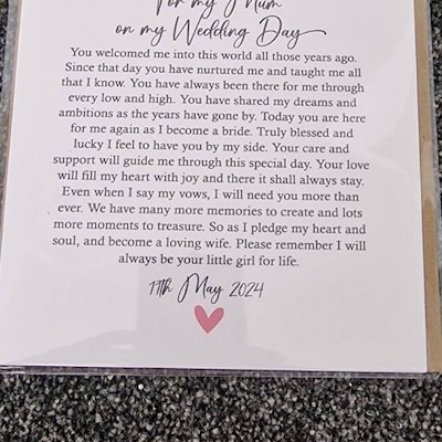 Mum and Dad Poem Print Heartfelt Gift for Parents Sentimenal Words for ...