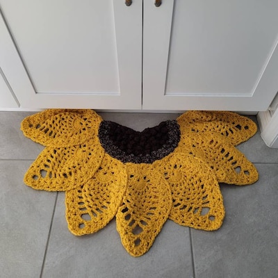 Crochet Sunflower Rug pattern With Exclusive Video Tutorials - Etsy