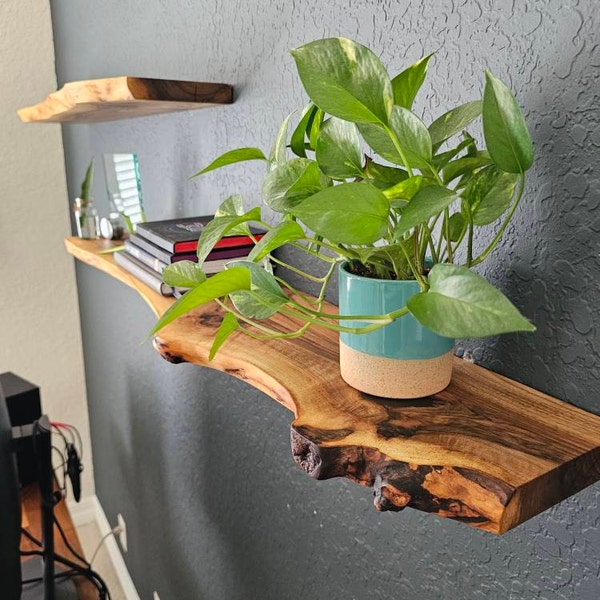 Walnut Floating Shelves, Custom Wood Shelves, Rustic Shelves, Bathroom ...