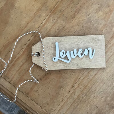 Christmas Lights Name Tags / Wooden Name Tags / Stocking Tags - Etsy