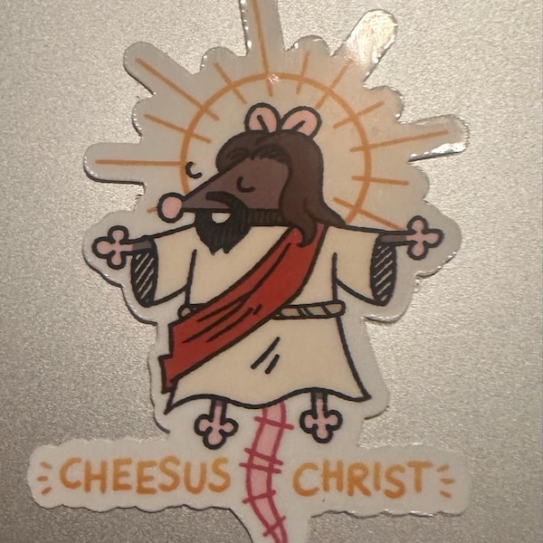 Cheesus Christ Vinyl Sticker: Funny Rat Meme - English/spanish - Etsy