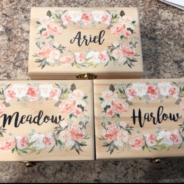 Flower Girl or Bridesmaids Gift Box Jewelry Box Personalized Name ...