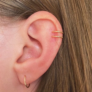 Helix Hoops, Fake Helix Ring, Two Ring Helix, Ear Cuff, Silver Helix ...