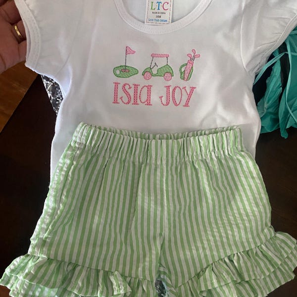 Girls Golf Shirt, Monogram Golf Shirt, Girls Golf Outfit, Monogrammed ...