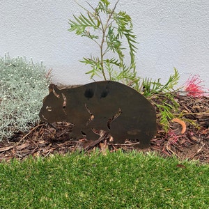 Wombat Garden Stake Australian Made Rusted Metal Garden Art - Etsy