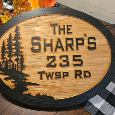 Rustic Cedar Driveway Address Sign for Estates Residential Exterior ...