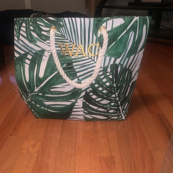 Palm Leaf Tote Bag - Personalized Tote Bag - Bride Gift - Bridesmaid ...