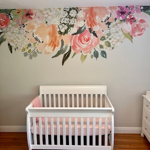 FRIDA Floral Border Wall DECAL Bold Colorful Peonies Roses - Etsy