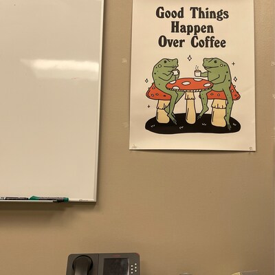 Retro Frog Coffee Print, Vintage Positivity Quote Illustration ...