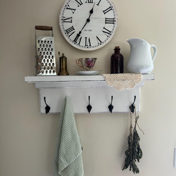 Farmhouse Coat Rack Wall Mounted Western Rustic Vintage Decor Railroad ...